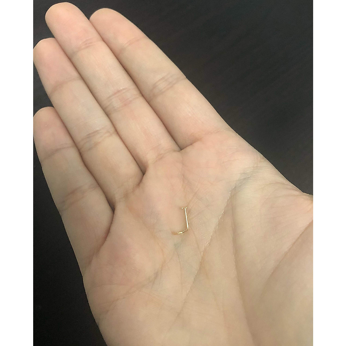 Carol Jewelry 18k Solid Yellow Gold Tiny Nose Stud Bone L Shape Heart 2.5 mm Shaped Nose Piercing