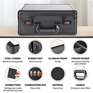 Graded Card Storage Box with Coded Lock, 120 BGS SGC PSA Graded Card Storage Box Sports Card Slab Case Waterproof Display Trading Card Case,Easy to Carry(3 Slots No Card)