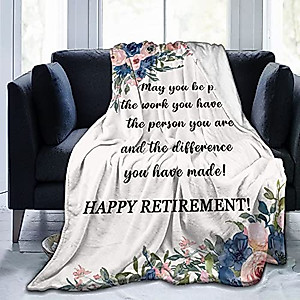 AJIIUSV Retirement Gifts Throw Blanket Happy Retirement Flannel Blankets for Retired Women Teacher Boss Farewell Present 50"x60"