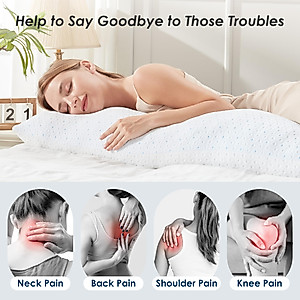 COLDHUNTER Body Pillow for Adults Long Pillow for Bed Full Body Pillow for Side Sleeper Soft Pregnancy Pillows for Sleeping Memory Foam & Cooling Pillow Cover with Zipper 20 * 54 Inch