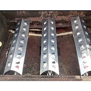 Htanch SN5181(5-Pack) SA5601(5-Pack) 15 3/8" Heat Plate and Burners Replacement Repair Kit for Master Forge 5 Burner 2518-3, 3218LT, L3218 Gas Grill BBQ Grill SS Pipe