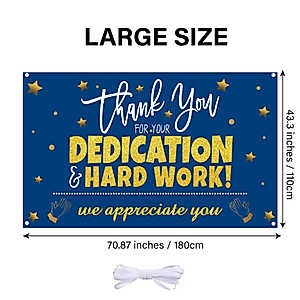 We Appreciate You Banner Decorations Thank You Banner Thank You for All You Do Backdrop for Teacher Employee Staff Doctors Nurse Poaster Boss Volunteer Appreciation Week Party Decor - Blue Gold
