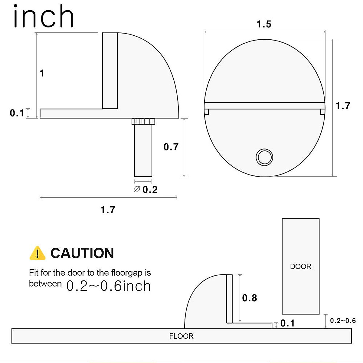 CG PLUS Floor Door Stopper Satin Nickel with Rubber pad, Semicircle Shaped Door Stopper, Stainless Steel for Protecting Wall (2inch x 4pack, Satin Nickel)