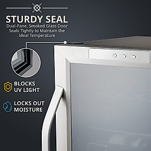 Ivation 12 Bottle Compressor Wine Cooler Refrigerator w/Lock | Large Freestanding Wine Cellar For Red, White, Champagne or Sparkling Wine | 41f-64f Digital Temperature Control Fridge Stainless Steel