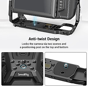 SmallRig Full Cage for BMPCC 6K Pro / 6K G2, for Blackmagic Pocket Camera Battery Grip, Comes with Built-in Removable Pogo Pin Connector, Locating Holes for ARRI and NATO Rail - 3517