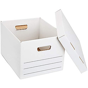 Amazon Basics Medium Duty Storage/Filing Boxes with Lid and Handles - Legal/Letter Size, 16.2 x 12.5 x 10.5 inches, 12-Pack