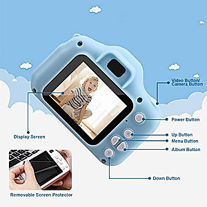 Looffy Kids Camera,Children Digital Cameras with 2 Inch IPS Screen and 32GB SD Card,HD Digital Video Cameras for Toddler, Best Birthday Gift for 3-10 Years Girls Boys (Bule)