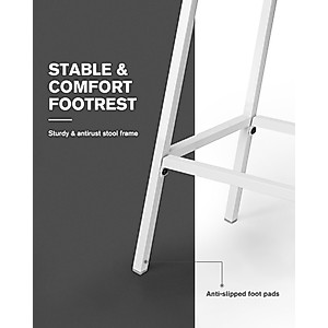 OYODHPDU Bar Stools Set of 2- Wicker Counter Bar Height Stools- 26" Backless Outdoor Bar Stools- Bar Stools for Kitchen Island, Modern Bar stools with Metal Legs- White,2 pcs