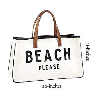 Ypfxvk Creative Fashion Summer Women's Canvas Bag,Beach-Please Letter Shoulder Bag, Hold Everything Tote Handbag Gift (White, 20x11 inch)
