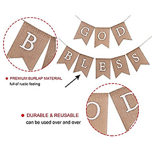 God Bless Burlap Banner - Religious Banner , First Communion Banner , Photo Decoration Props , Christening Banner , Party Photo Backdrop (God Bless Banner)