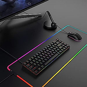 LexonElec 60% Mechanical Gaming Keyboard and Mouse Combo with Mouse Bungee Mouse Pad,Mini 68 Keys Wired Type C 18 Backlit Effects,Lightweight RGB 6400DPI Honeycomb Mice(Black/Blue Switch)