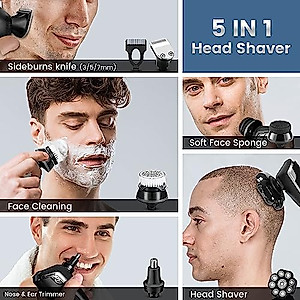 9D Electric Head Shaver for Bald Men, Upgrade 6-in-1 Floating Head Shaver for Mens, Grooming Kit