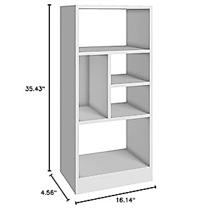 Manhattan Comfort Valenca 2.0 Collection Modern Decorative Free Standing 5 Shelf Bookcase with Open Shelf Design, White