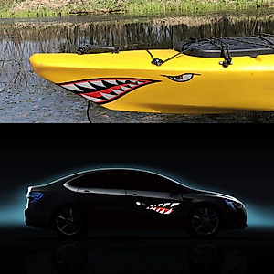 Ochine 2Pcs Shark Teeth Mouth Decals Sticker Waterproof DIY Funny Vinyl Shark Decal Stickers Kayak Boat Fishing Canoe Graphics Car Truck Graphics Accessories (1 Pair)