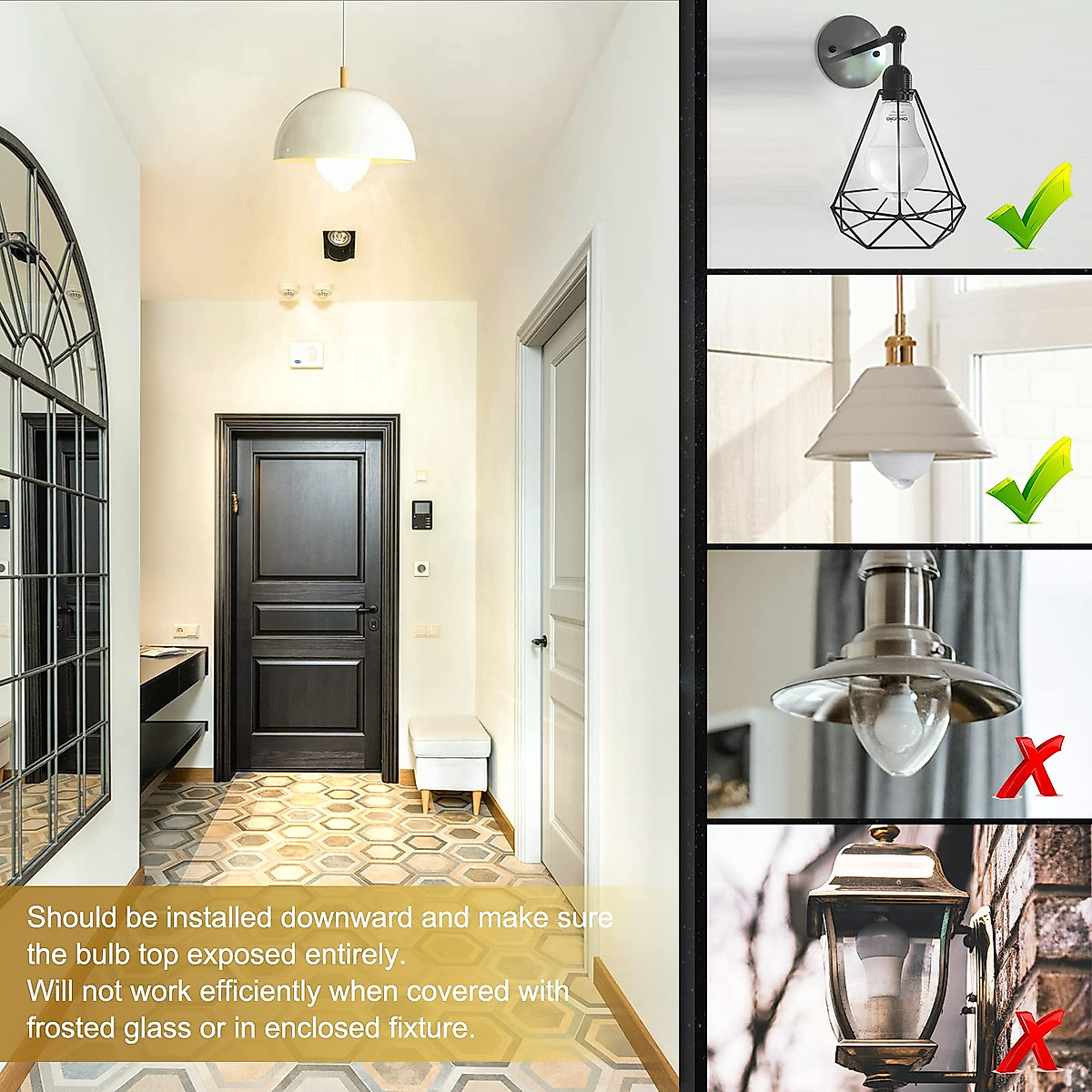 DiCUNO Motion Sensor Light Bulbs Outdoor, 60W Equivalent, Motion Activated Dusk to Dawn Security LED Bulb, Body Motion Sensor Bulb for Front Porch, 810LM, 2700K Warm White, 2 Pack