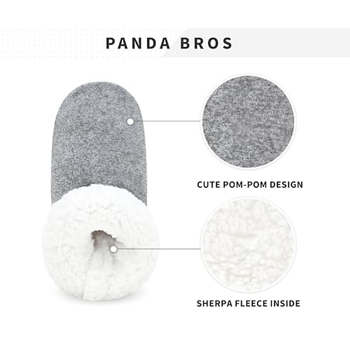Panda Bros Slipper Socks For Women With Grippers, Fuzzy Womens Slipper Socks With Non Slip Bottoms, Cozy Warm House Slippers