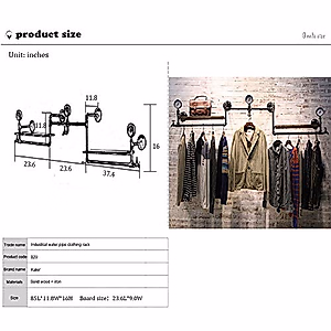 OTUGARE Industrial Pipe Clothing Rack, wall hanging clothes rack, Wood Garment Pipeline Rack for clothing shop and family