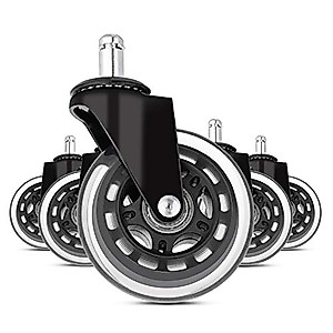 Office Chair Wheels Replacement, Office Chair 3" Caster Wheels，Set of 5 -Heavy Duty Polyurethane Chair Casters -Wood & Hardwood Floors