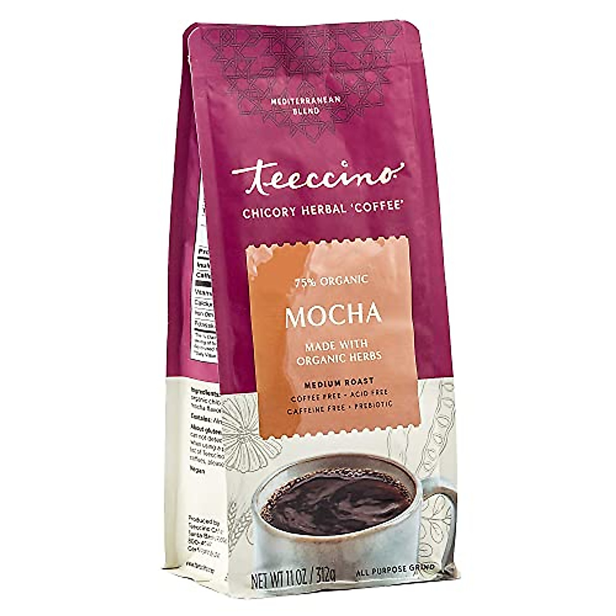 Teeccino Herbal Coffee Variety Pack - Hazelnut, Mocha and Java - Ground Herbal Coffee That’s Prebiotic, Caffeine-Free & Acid Free, Dark Roast, 11 Ounce (Pack of 3)