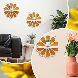 Tatuo 2 Pieces Boho Wooden Flower Wall Shelves Bohemian Candle Holders Hanging Shelf Wall Mount Book Shelf for Living Room Bathroom Bedroom Office Nursery Wall Decor