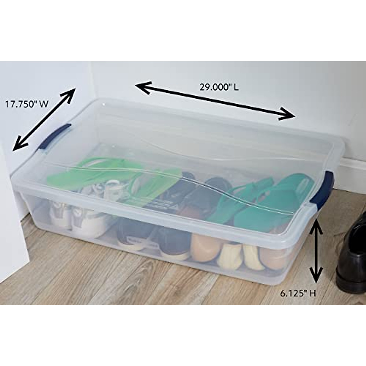 Rubbermaid Cleverstore Clear 41 Qt/10.25 Gal, Pack of 4 Stackable Plastic Containers with Durable Latching Clear Lids, Visible Storage, Great for Craft, Tool, and Toy Storage