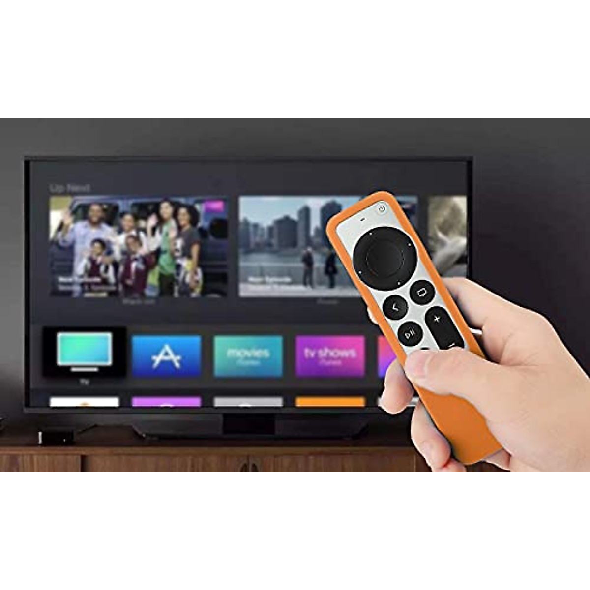 Remote Case for Apple TV 4K Siri Remote 2021 2022 - Auswaur Silicone Protective Remote Cover Case Compatible with Apple TV 4K / HD Siri Remote 2021 2022 Controller (2nd Gen/3rd Gen) - Orange