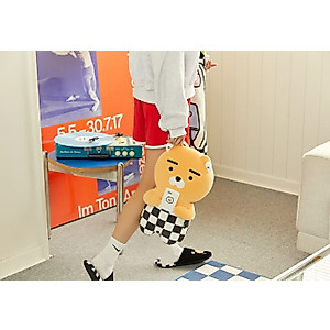 KAKAO Official Merchandise-Checkerboard Pattern Flat Pillow Cushion_Ryan in Checkerboard Pattern Pants and Choonsik in Half Black (Ryan 15.7 inch)