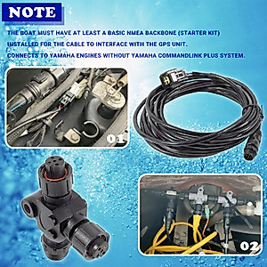 Replace for Yamaha Engine Interface Cable 000-0120-37, 3004.6865 NMEA 2000 Cable Connector and T Connector for Yamaha Outboard 2006-2023（4.5m/15ft）