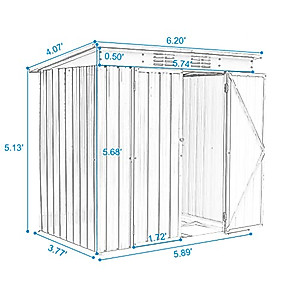 6' x 4' Outdoor Storage Shed, Metal Garden Shed, Backyard Storage Shed with Double Lockable Doors,can be Used as Bike shed, Trash can shed, Tool shed,pet shed,Black