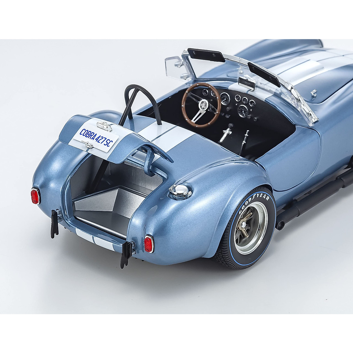 Shelby Cobra 427 S/C Sapphire Blue Metallic with White Stripes 1/18 Diecast Model Car by Kyosho 08047 SBL