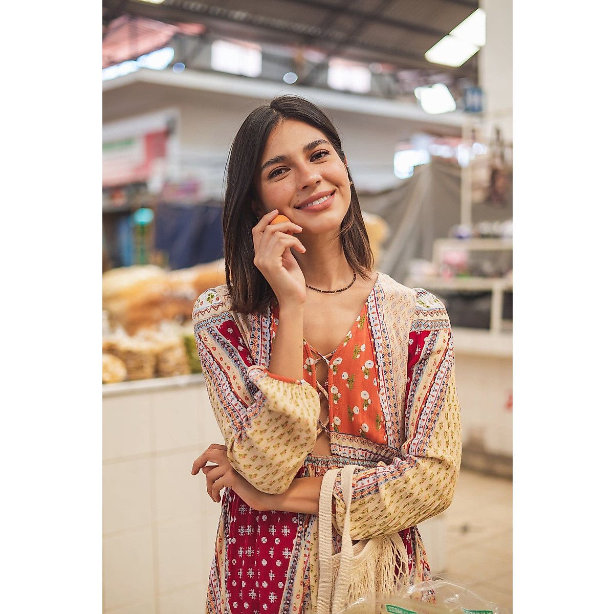 SOFYBJA Boho Gemstone Tiger Eye Stone Beaded Choker Necklace for Women 18K Plated Gold Beads Necklace Handmade Jewelry