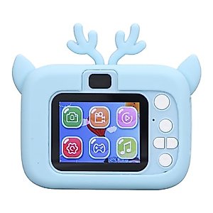 Toddler Camera, Auto Dimming Birthday Gift AI Intelligent 20MP Kids Camera with Frames for Party (Blue White)