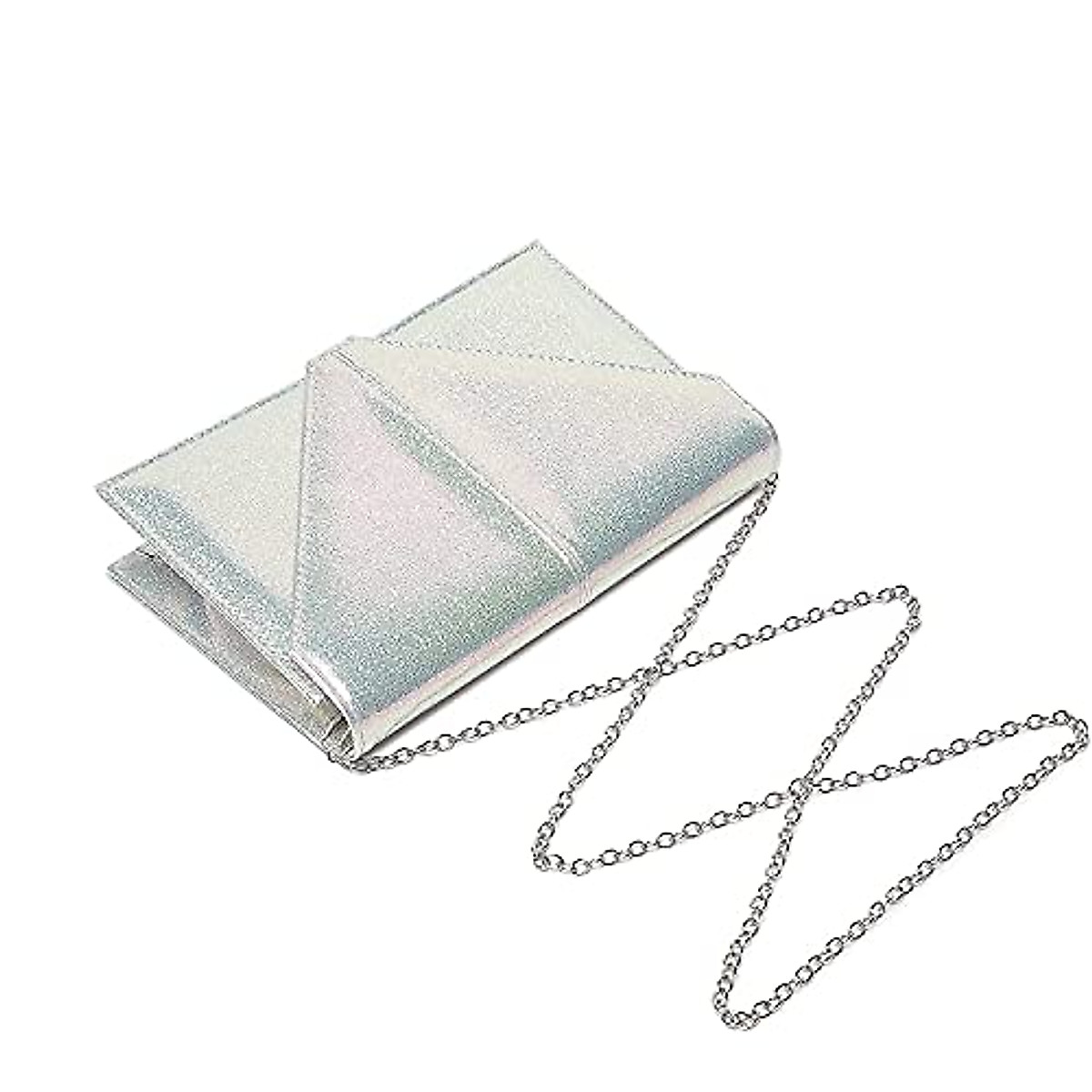 LAM GALLERY Sparkle Chain Crossbody Bag Bling Evening Clutch Purse for Wedding Party Shiny Shoulder Handbag (Reflective Silver)