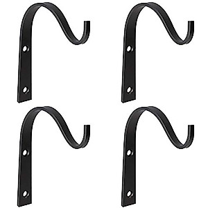 Mkono Plant Hanger Bracket 3 Inch, Iron Wall Hooks Decorative Coat Hook for Hanging Planter, Lanterns, Mason Jar, Bird Feeders, Wind Chimes, Hat, Indoor Outdoor Rustic Home Decor, 4 Pack