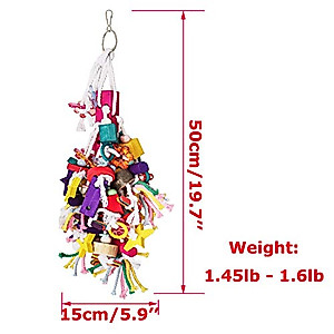 BWOGUE Large Parrot Chew Toy Bird Chewing Toy Multicolored Wooden Blocks Tearing Toys for African Grey Macaws Cockatoos Eclectus Amazon Parrot Birds