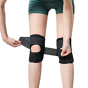LTLCLZ 1Pcs Compression Knee Brace Support Breathable Adjustable Knee Support for Sports Injuries Arthritis Relief Joint Pain,White Right,L