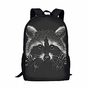 Mumeson Animal Raccoon Print Schoolbags Lightweight Back to School Supplies Bookbags Laptop Backpack Large 17 Inches Backpack Daypack