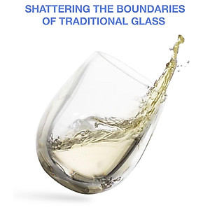Symglass Unbreakable Clear Stemless Wine Glass Looks,Feels,Weighs Same as Glass(.58lbs),DW Safe!2PK