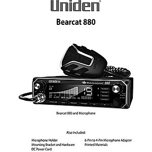 Uniden BEARCAT 880 CB Radio with 40 Channels and Large Easy-to-Read 7-Color LCD Display with Backlighting, Backlit Control Knobs/Buttons, NOAA Weather Alert, PA/CB Switch, and Wireless Mic Compatible