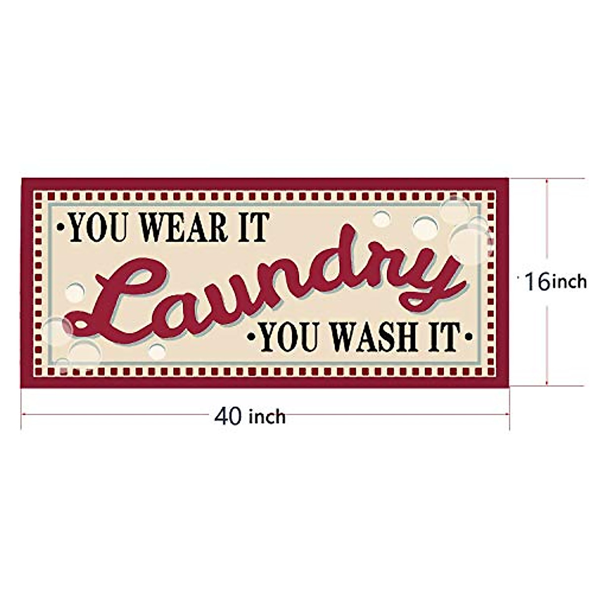 Flytime Funny Laundry Room Mat Rug Non-Skid Rug Carpet Farmhouse Washhouse Mat Vintage Style Bathroom Rugs Red 16" X 40" Inches