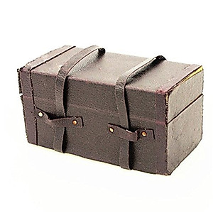 EatingBiting Dollhouse Miniature Doll Furniture Accessories 1:12 Dollhouse Miniature Vintage Brown Lugguage Box Trunk case Bag, Can Open and Close, Retro Elegant Vivid