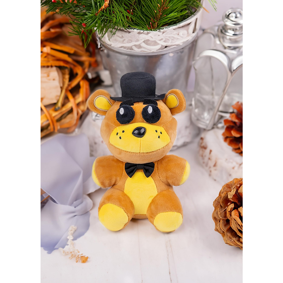 KEOGAU Golden Freddy Black Hat ( in Stock US) - Five Nights Freddy's - Fazbear Collectible Figure - F-N-A-F Nightmare Plush (Golden Bear ) 7''/Toy, Golden Bear Black Hat