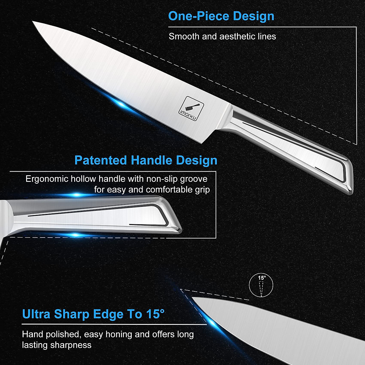 imarku Knife Set, 10 PCS High Carbon Japanese Stainless Steel Knife Block Set, Kitchen Knife Set with Wooden Drawer Organizer, Dishwasher Safe, Ultra Sharp Chef Knife Set, Gifts for Women Men