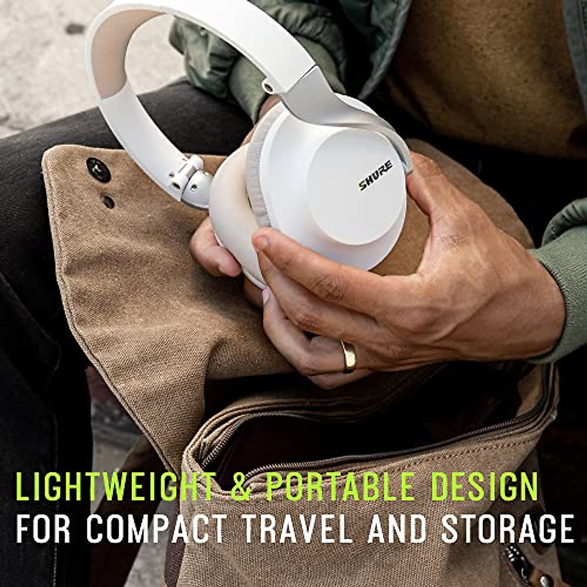 Shure AONIC 40 Over Ear Wireless Bluetooth Noise Cancelling Headphones with Microphone, Studio-Quality Sound, 25 Hour Battery Life, Fingertip Controls, iPhone & Android Compatible - White