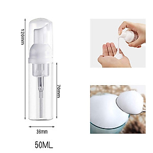 KEAIYYJ- Foam Pump Bottle Travel Size Mousse Small Mini Soap Dispensers Clear Plastic Empty Refillable Containers 1.7 oz 2 Pack