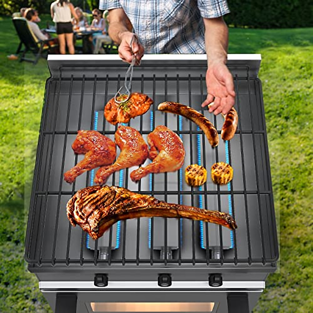 VEVOR Grill Burners, Stainless Steel BBQ Burners Replacement, 4 Packs Grill Burner Replacement, Flame Grill with 15.9" Length Barbecue Replacement Parts with Evenly Burning for for Premium Gas Grills