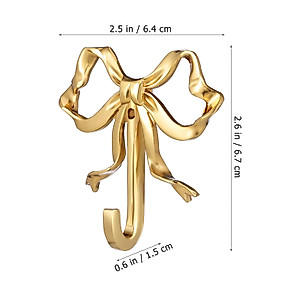 Gadpiparty 2Pcs Bow Hook Decorative Wall Hooks Bowknot Coat Hook Gold Towel Robe Hook Hanging Brass Hooks for Home Bedroom Bathroom Office Outdoor (2.63 inches)