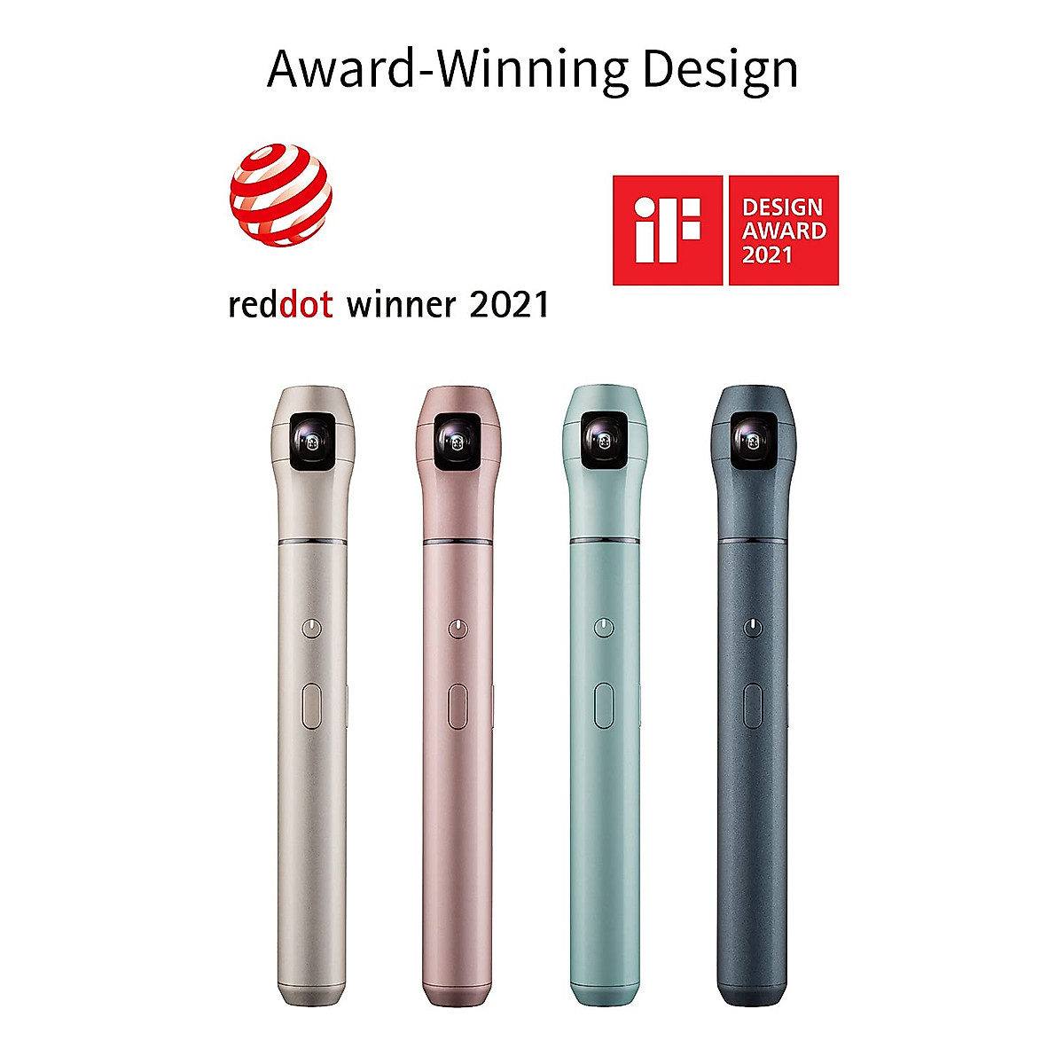 Vecnos IQUI ZTQ01 Light and Ultra-Slim 360 Camera/Quad-Lens/Easy Editing and Sharing of 360 Photos & Mini Videos with IQUISPIN (Pink)