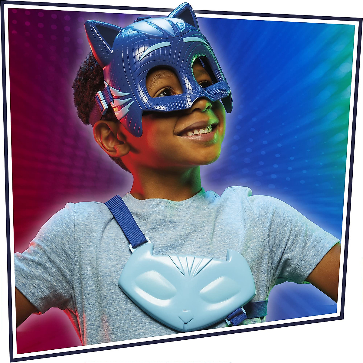 PJ Masks Catboy Deluxe Mask Set, Preschool Superhero Dress-Up Toy with Light-up Mask and Catboy Amulet Accessory for Kids Ages 3 and Up