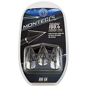 G5 Montec CS Archery Hunting Durable Sharp Fixed Blades Carbon Steel 100 Grain 1 1/16" Cutting Diameter Screw-In Broadheads for Bow Arrows - Pack of 3